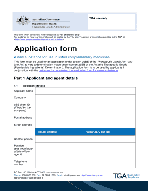 Fillable Online Application form for a new substance for use in listed ...