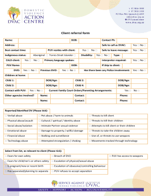Fillable Online DVAC Client Referral Form Fax Email Print - pdfFiller
