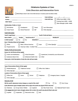 Fillable Online Crisis Diversion and Intervention Form - SoC Evaluation ...