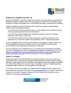 Fillable Online Evidence of a Disability Form 2017-18 Fax Email Print ...