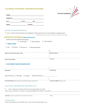 Fillable Online COLORADO SYMPHONY CONTRIBUTION FORM Fax Email Print ...