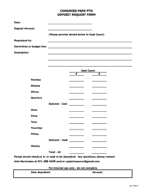 Fillable Online CONGRESS PARK PTO DEPOSIT REQUEST FORM Fax Email Print ...