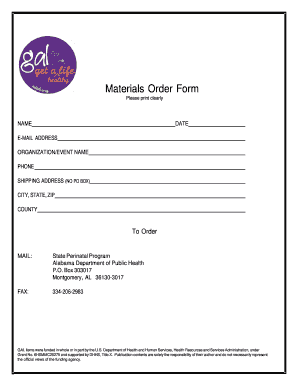 Fillable Online GAL Materials Order Form Fax Email Print - pdfFiller
