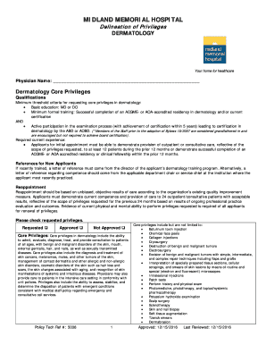 Fillable Online Dermatology Core Privileges Fax Email Print - pdfFiller