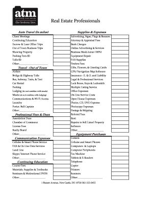 Fillable Online real Estate Expense Worksheet.xlsx Fax Email Print ...