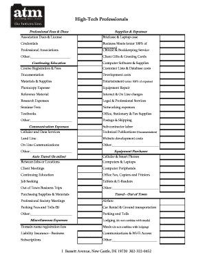 Fillable Online Computer Professional Expense Worksheet.xlsx - ATM The ...