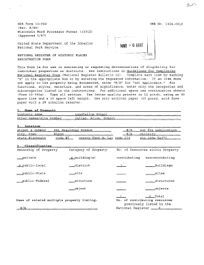 Fillable Online National Register form (National Register Bulletin 16 ...