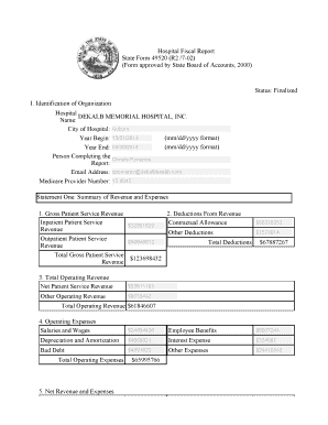 Fillable Online Hospital Fiscal Report State Form 49520 (R2 /7-02 ...