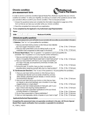 Fillable Online In order to enroll in a Chronic Condition Special Needs ...