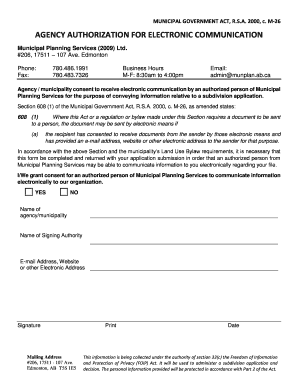 Fillable Online AGENCY AUTHORIZATION FOR ELECTRONIC COMMUNICATION Fax ...