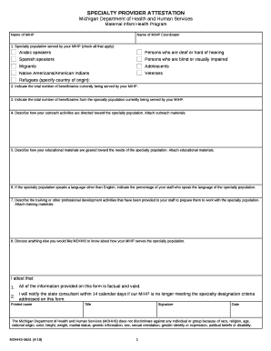 5651 MIHP Specialty Provider Attestation Doc Template | pdfFiller