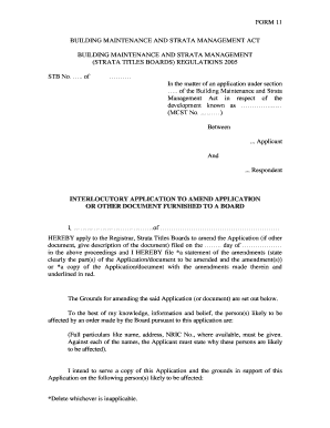 Fillable Online FORM 11 BUILDING MAINTENANCE AND STRATA MANAGEMENT ACT ...
