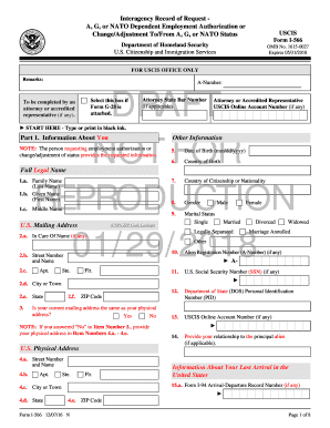 Fillable Online Form I-566. Interagency Record of Request A., G, or ...