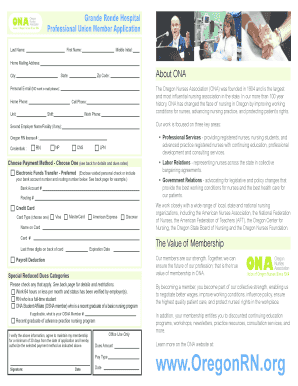 Fillable Online Grande Ronde Hospital - Oregon Nurses Association Fax ...