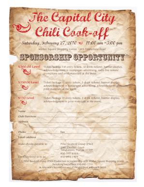 Fillable Online chili cook-off entry and sponsorship forms 2010.pdf Fax ...