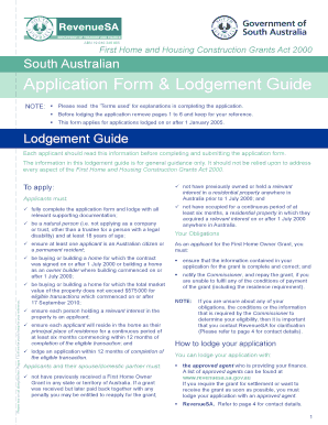 Fillable Online First Home Owner Grant - RevenueSA Fax Email Print ...