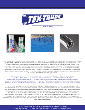 Fillable Online Tex-Trude, LP offers a full line of polyethylene and ...