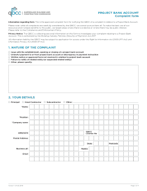 Qbcc Complaint Form - Fill Online, Printable, Fillable, Blank | pdfFiller
