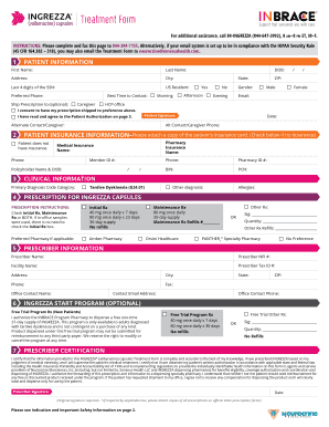 INGREZZA (valbenazine) Treatment Form PDF. Download An INGREZZA ...