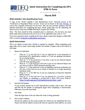 Fillable Online Quick Instructions for Completing the EPA 8700-12 Form ...