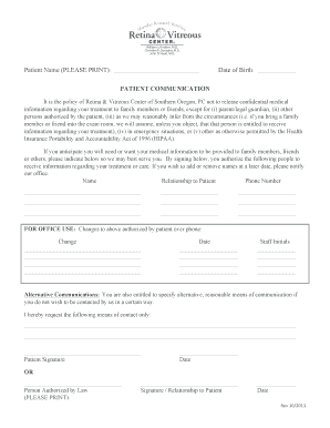 Fillable Online Patient Communication Form.docx Fax Email Print - pdfFiller