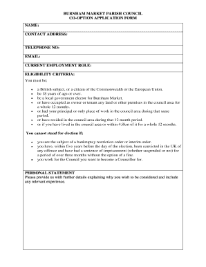 Fillable Online burnham market parish council co-option application ...