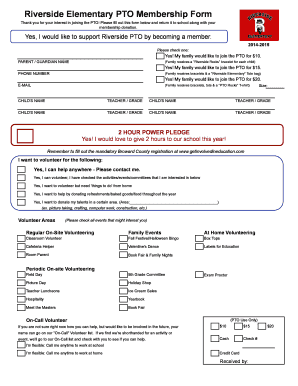 Fillable Online Riverside Elementary PTO Membership Form Fax Email Print - pdfFiller