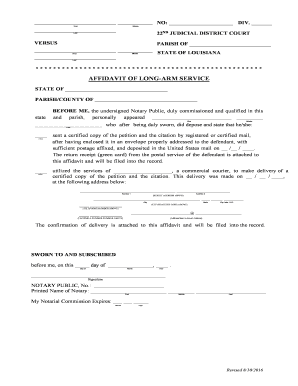 Fillable Online AFFIDAVIT OF LONG-ARM SERVICE Fax Email Print - pdfFiller