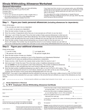 Fillable Online Form IL-W-4 Employee's And Other Payee's Illinois ...