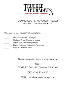 Fillable Online COMMERCIAL RETAIL VENDOR PACKET Fax Email Print - pdfFiller