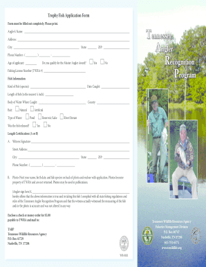 Fillable Online Trophy Fish Application Form Fax Email Print - pdfFiller