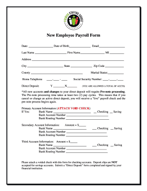 Fillable Online New Employee Payroll Form - Premier Staffing Source ...