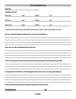 Fillable Online Parent Information Form - Edison High School Fax Email ...