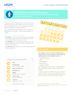 Fillable Online Individual Short Term Disability Insurance - Unum Fax ...