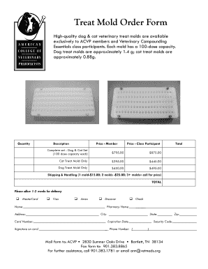 Fillable Online Treat Mold Order Form Fax Email Print - pdfFiller