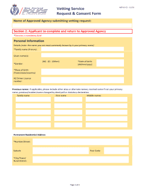 Fillable Online Vetting Service Request & Consent Form - elc.org.nz Fax ...