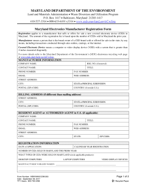 Fillable Online mde maryland Electronic Manufacturer Registration Form ...
