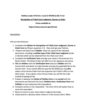 Fillable Online Petition under CPLR Art. 4 and 22 NYCRR 202.71 for ...