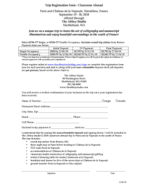 Fillable Online Trip Registration Form - Classroom Abroad Paris ...