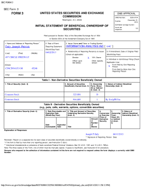 Fillable Online SEC FORM 3 - Information Analysis Incorporated Fax ...
