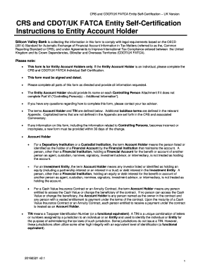 Fillable Online CRS and CDOT/UK FATCA Entity Self-Certification UK ...