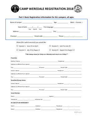 Fillable Online Part 1 Basic Registration Information for ALL campers, all ages Fax Email Print ...