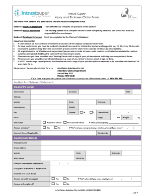 Fillable Online Injury and Sickness Claim Form Fax Email Print - pdfFiller