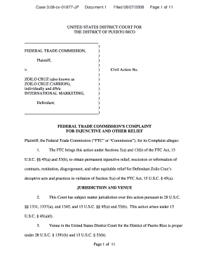 Fillable Online Federal Trade Commission's Complaint for Injunctive and Other ... Fax Email ...