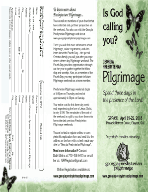 Fillable Online Pilgrim Brochure - Georgia Presbyterian Pilgrimage Fax ...