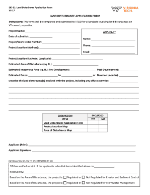 Fillable Online VT LAND DISTURBANCE APPLICATION FORM Fax Email Print ...