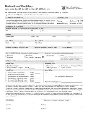Fillable Online Declaration of Candidacy or Fax Email Print - pdfFiller
