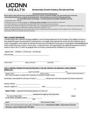 Fillable Online INTERNATIONAL STUDENT FINANCIAL DECLARATION FORM Fax ...