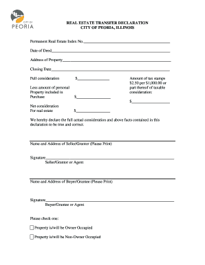Fillable Online real estate transfer declaration - Peoria County Fax ...