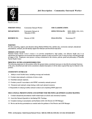 Fillable Online Job Description Community Outreach Worker Fax Email ...